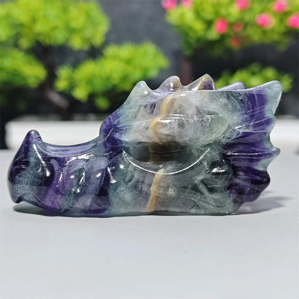 Natural-Fluorite-Crystal-Dragon-Head-Skull-Figurine-Crafts-Hand ...