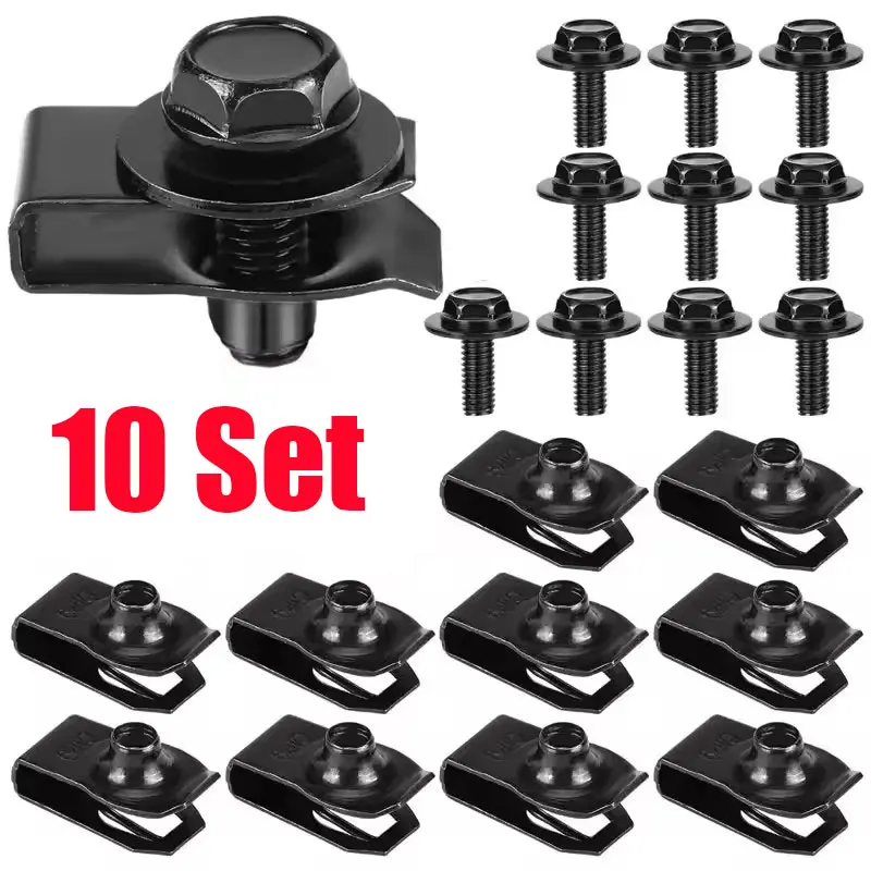 Car Screw Base U Clip M6 Bolts Modification Fastener Metal Fender ...
