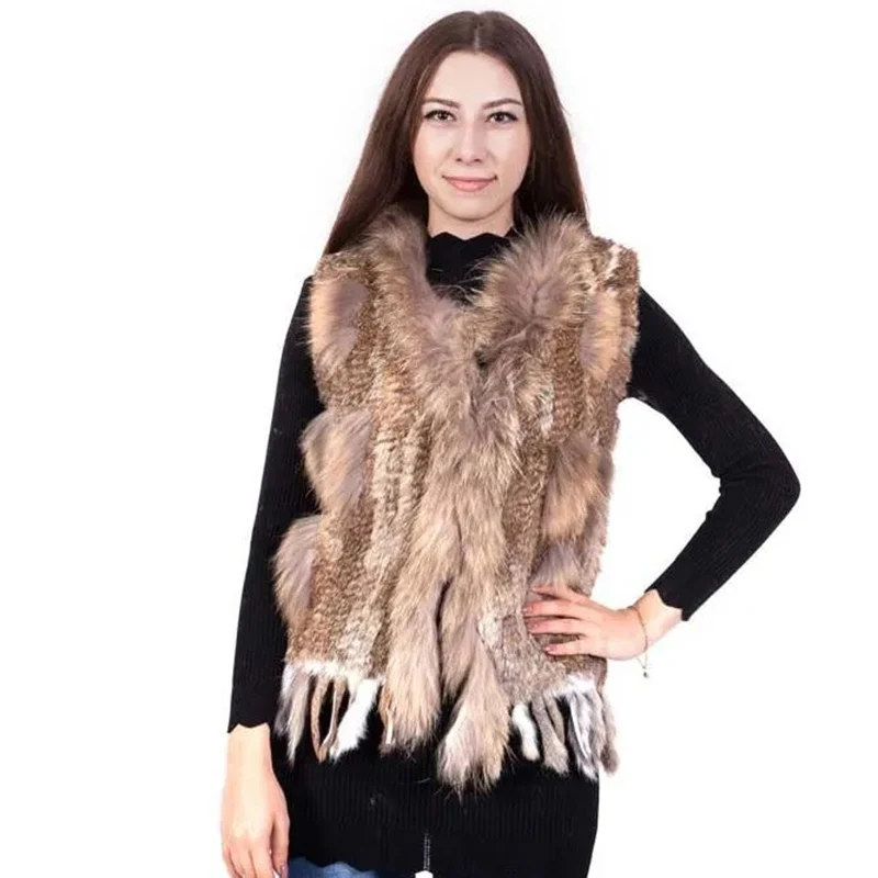 2021-Fashion-Real-Rabbit-Fur-Tassel-Vest-High-end-Women-Knitted ...
