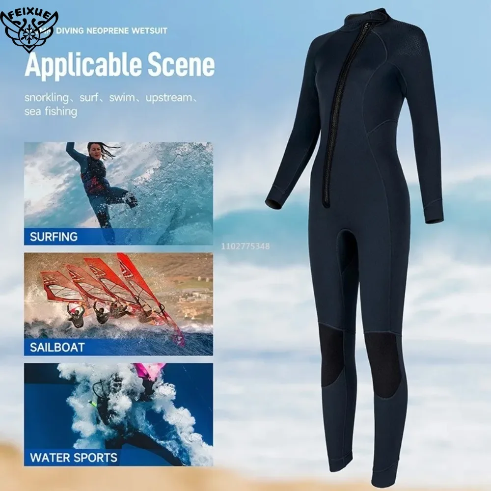 Man Women Wetsuit 3mm Neopreno Diving Suit Long Sleeved Thick Warm ...