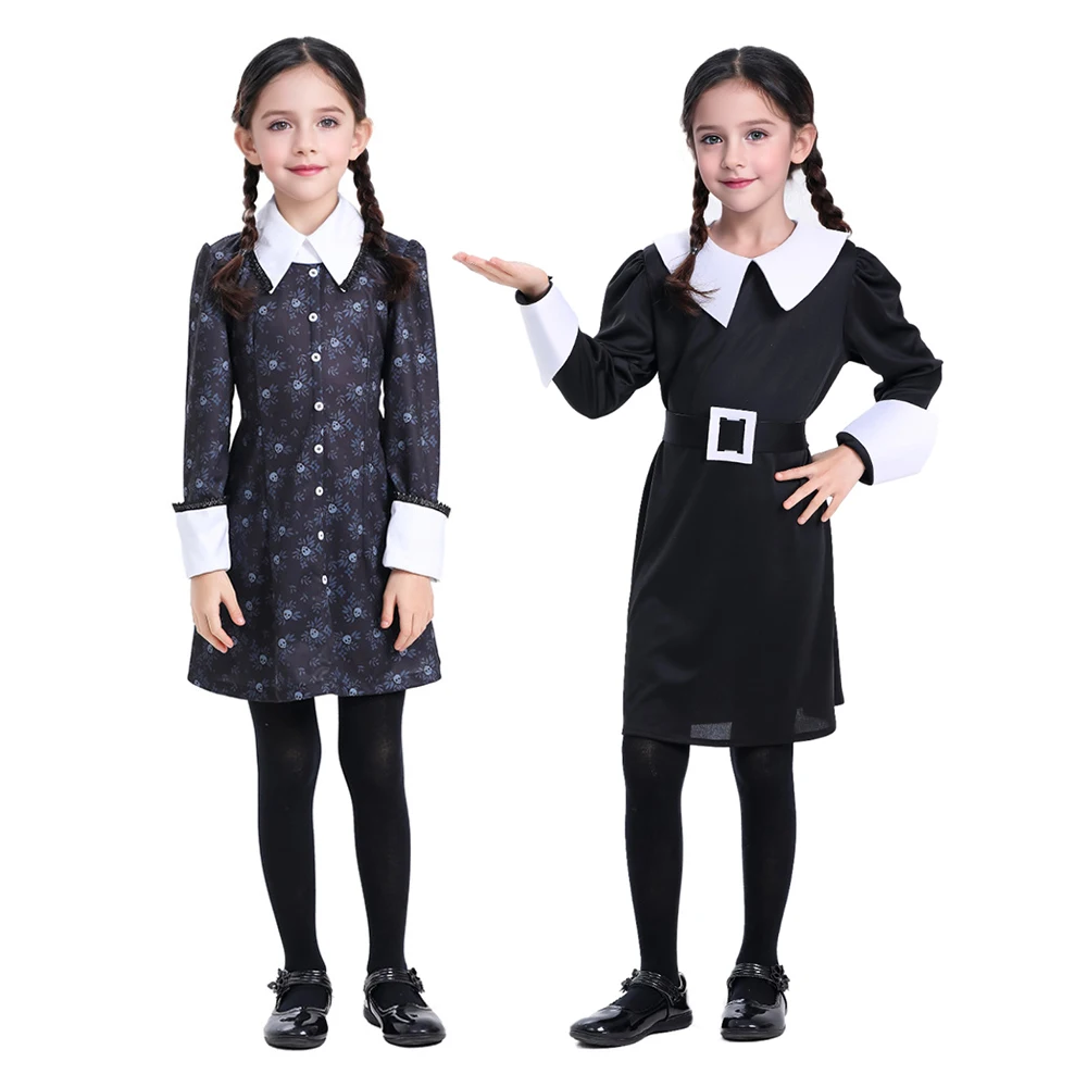 Halloween-Girl-Wednesday-Addams-Gothic-Dress-Cosplay-Costume-For-Kids ...