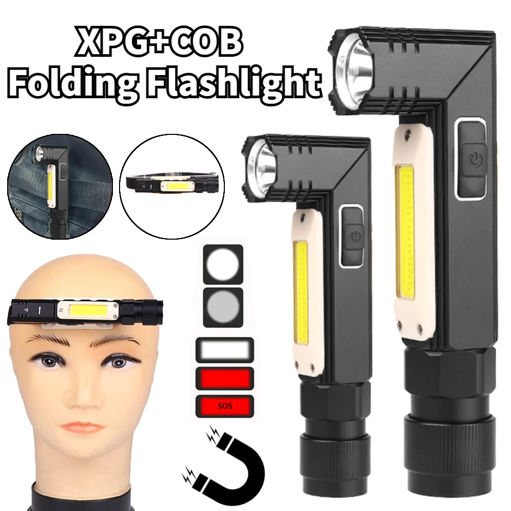 XPG-COB-Flashlight-Foldable-Handfree-Tactical-Flashlight-Rechargeable ...