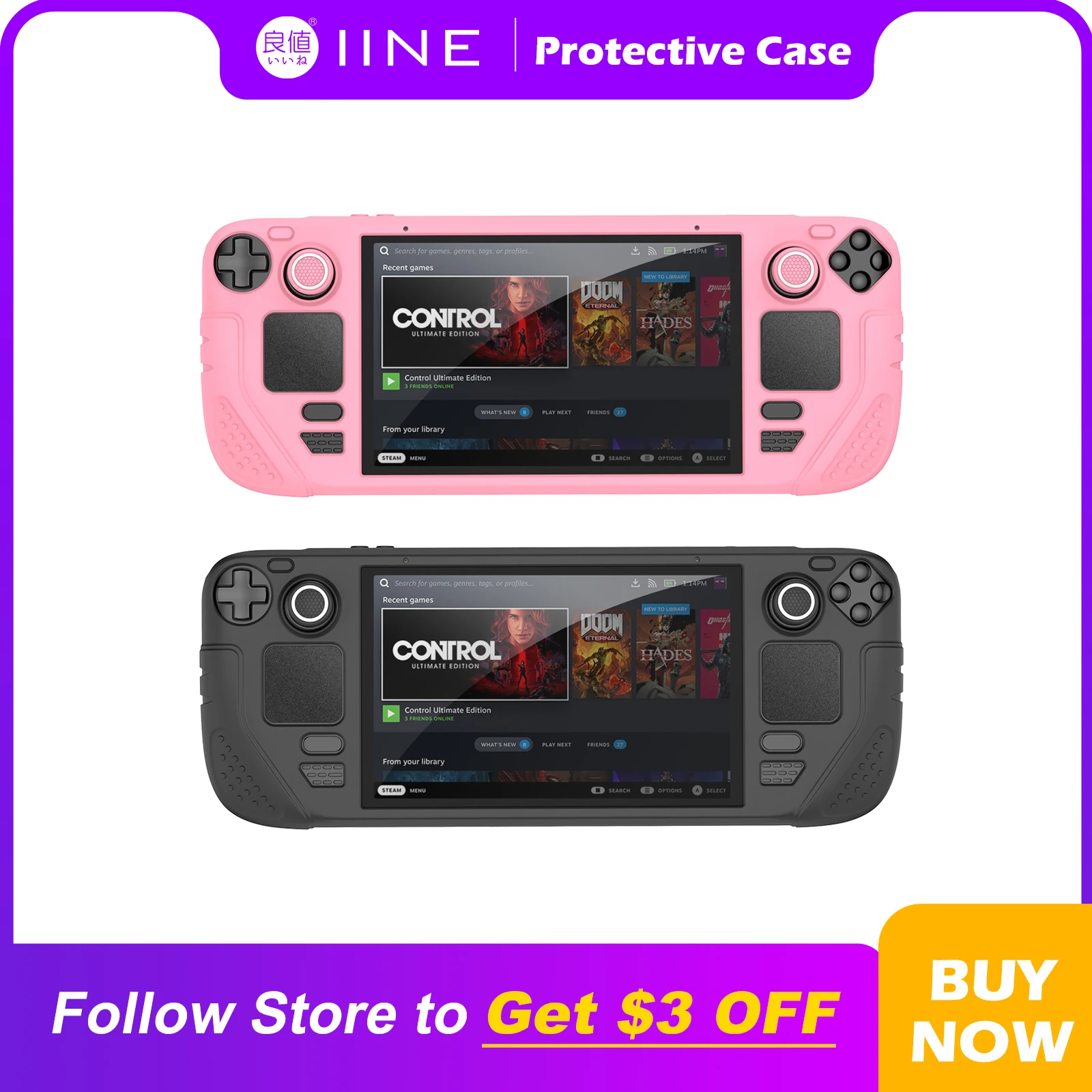 IINE 9-in-1 Protective Case Set For Steamdeck OLED Anti-slip Soft and ...