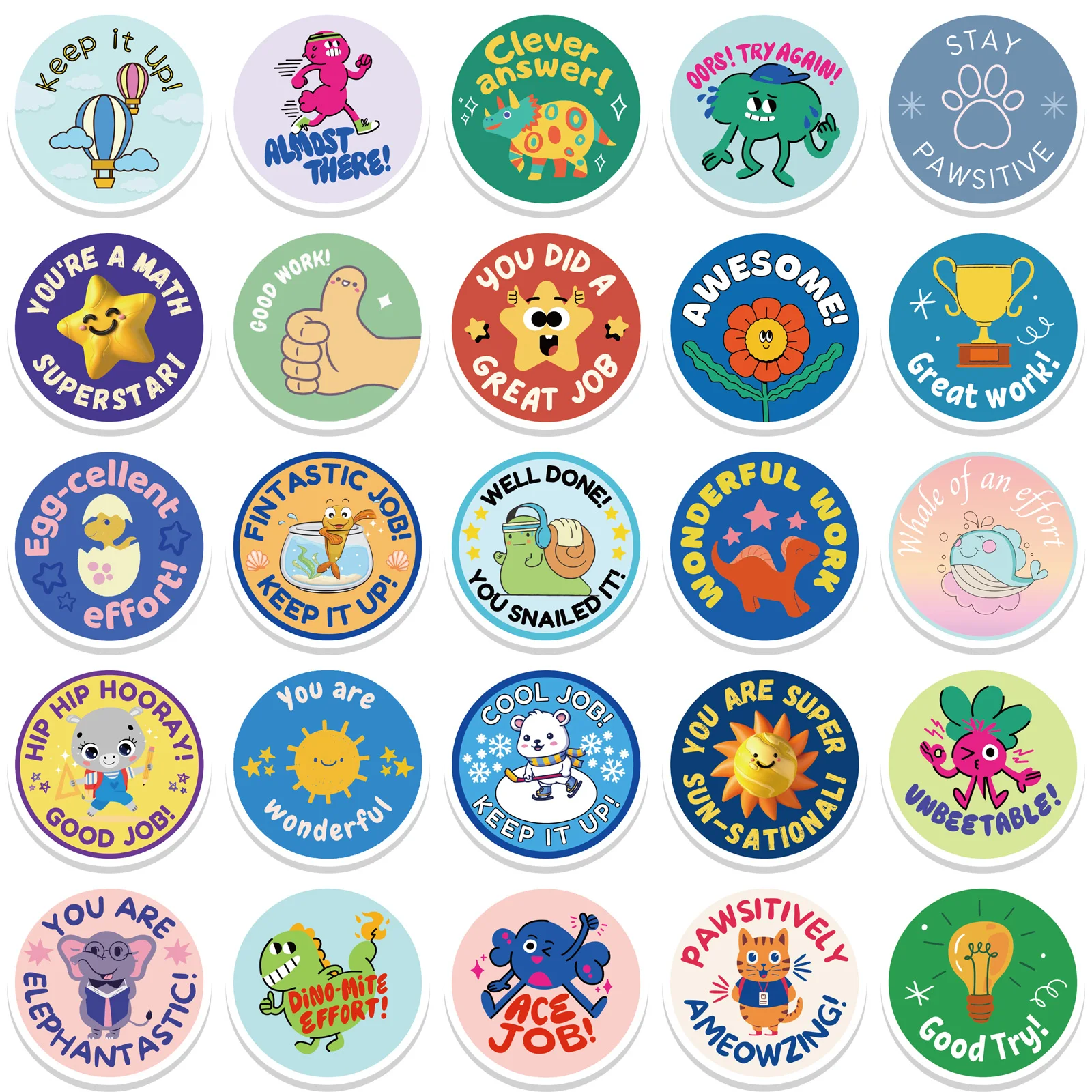 10/25/50pcs Cute Reward Stickers with Word Motivational Stickers for ...