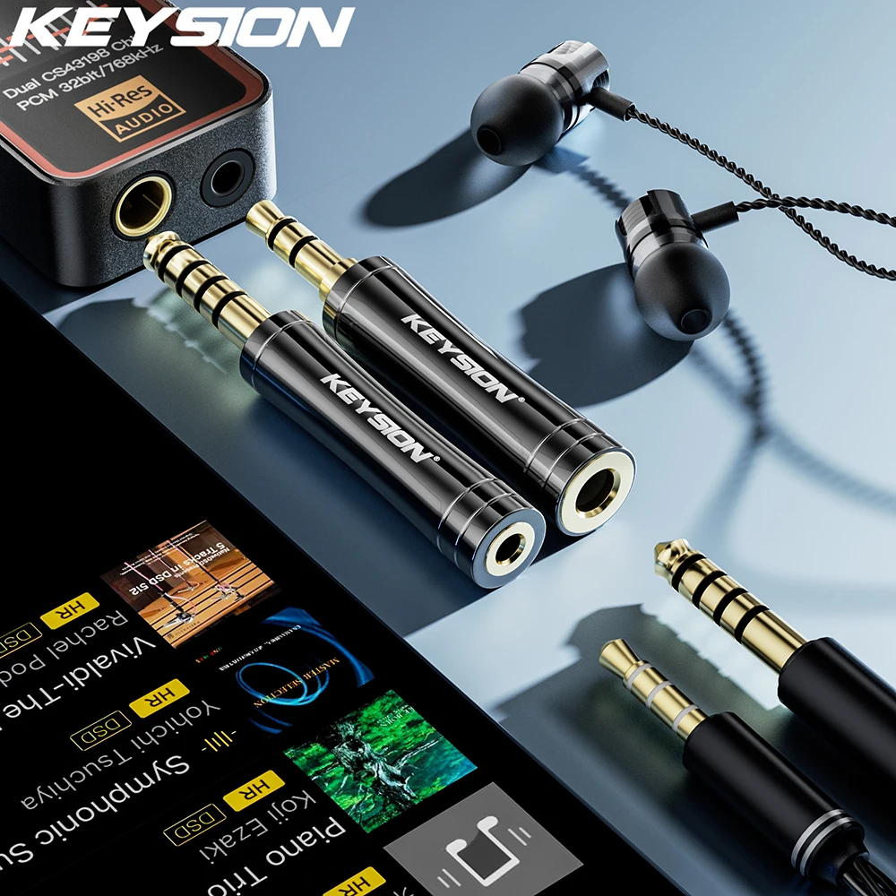 KEYSION HIFI Audio Converter Adapters 4.4/3.5mm Male to 3.5/4.4mm ...