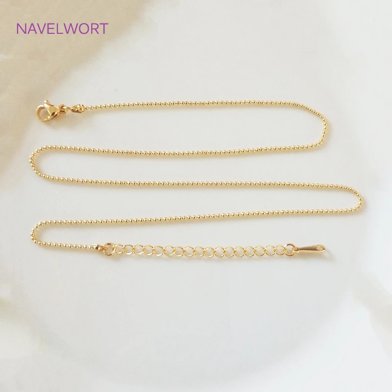 18k banhado a ouro bola talão colar, corrente com fecho de lagosta ...