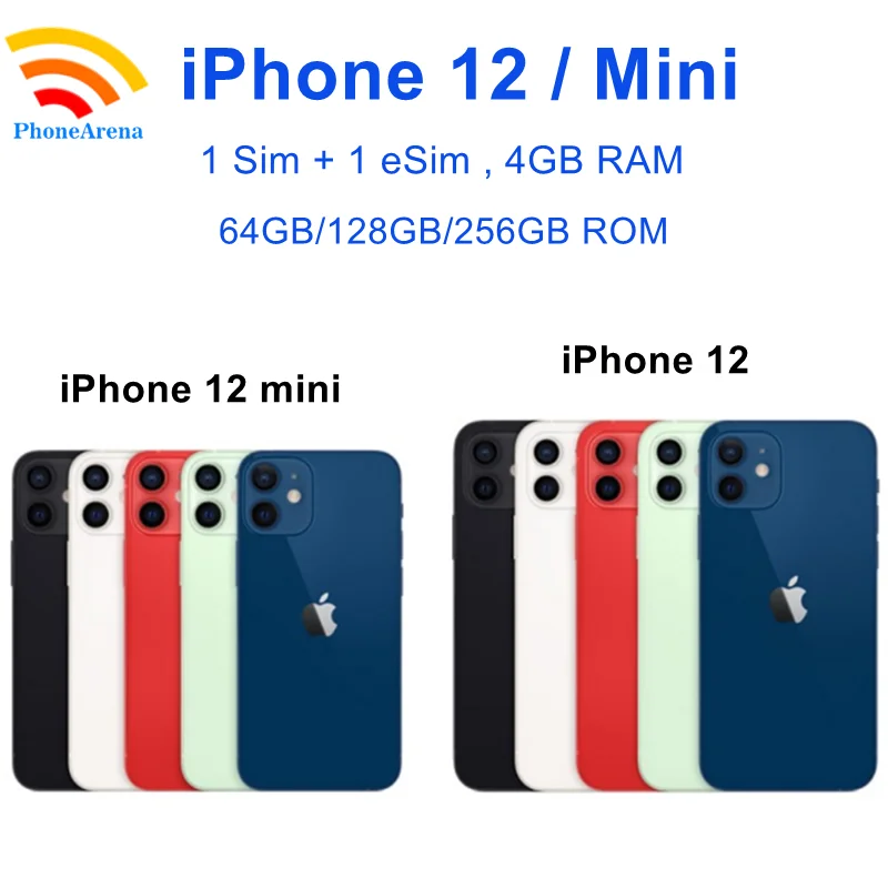 95% Novo Original iPhone 12 / 12 Mini 64GB 128GB 256GB ROM 5G 12PM Super Retina OLED Face ID ...