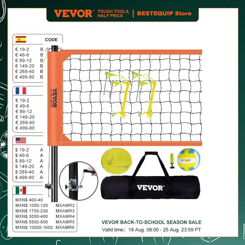 VEVOR-Outdoor-Portable-Volleyball-Net-System-Aluminum-Poles ...