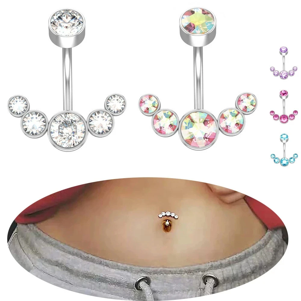 1pc Fashion Stainless Steel Internal Threaded Navel Piercing Rings ...