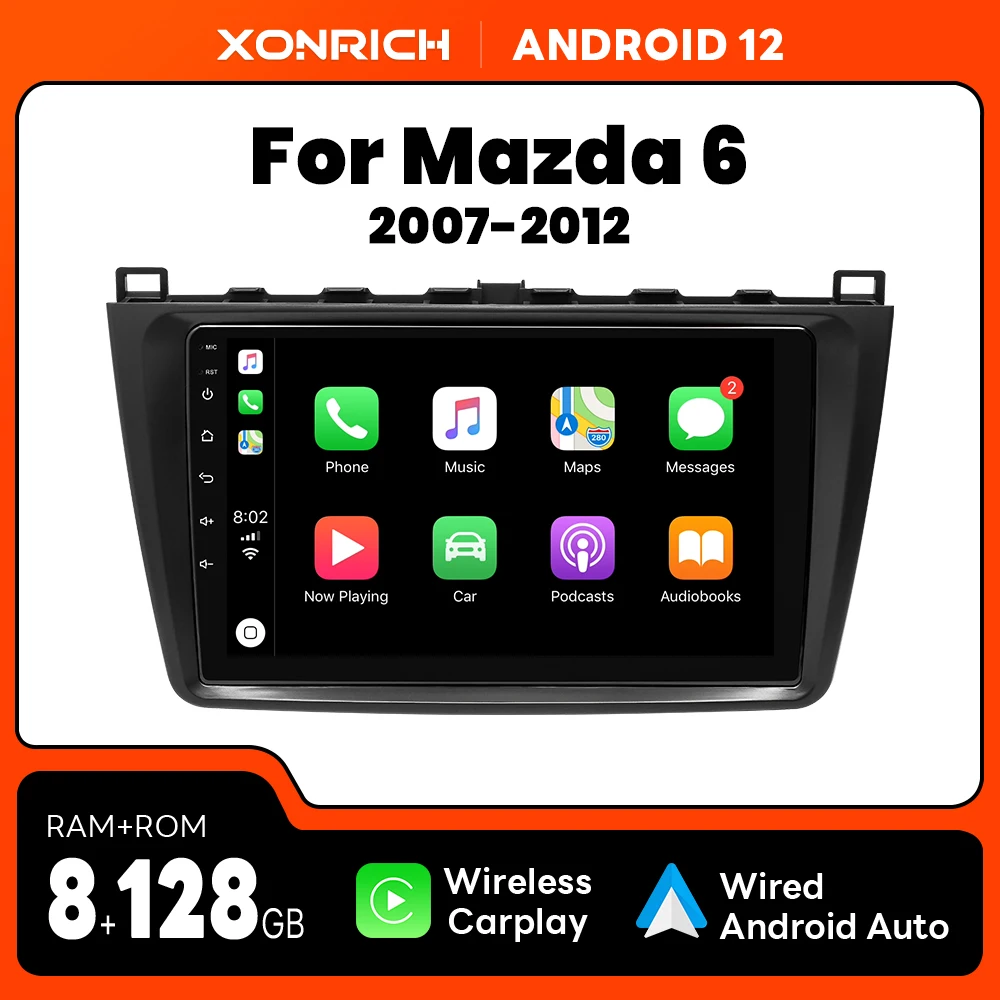 AI-Voice-2Din-Wireless-Carplay-Android-12-Car-Radio-For-Mazda-6-GH-2007 ...