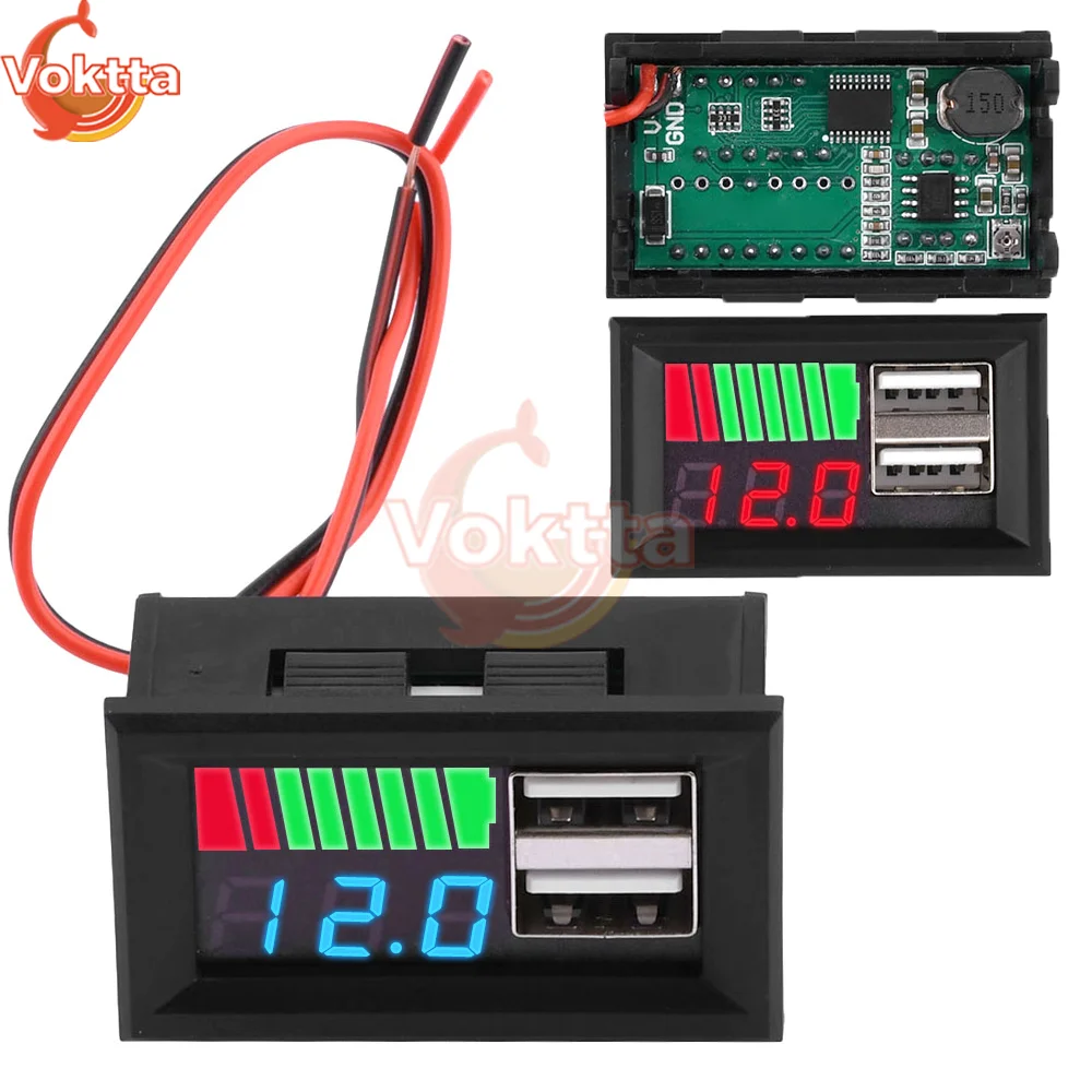 LED Display Voltmeter Panel Battery Capacity Indicator Power Voltage ...