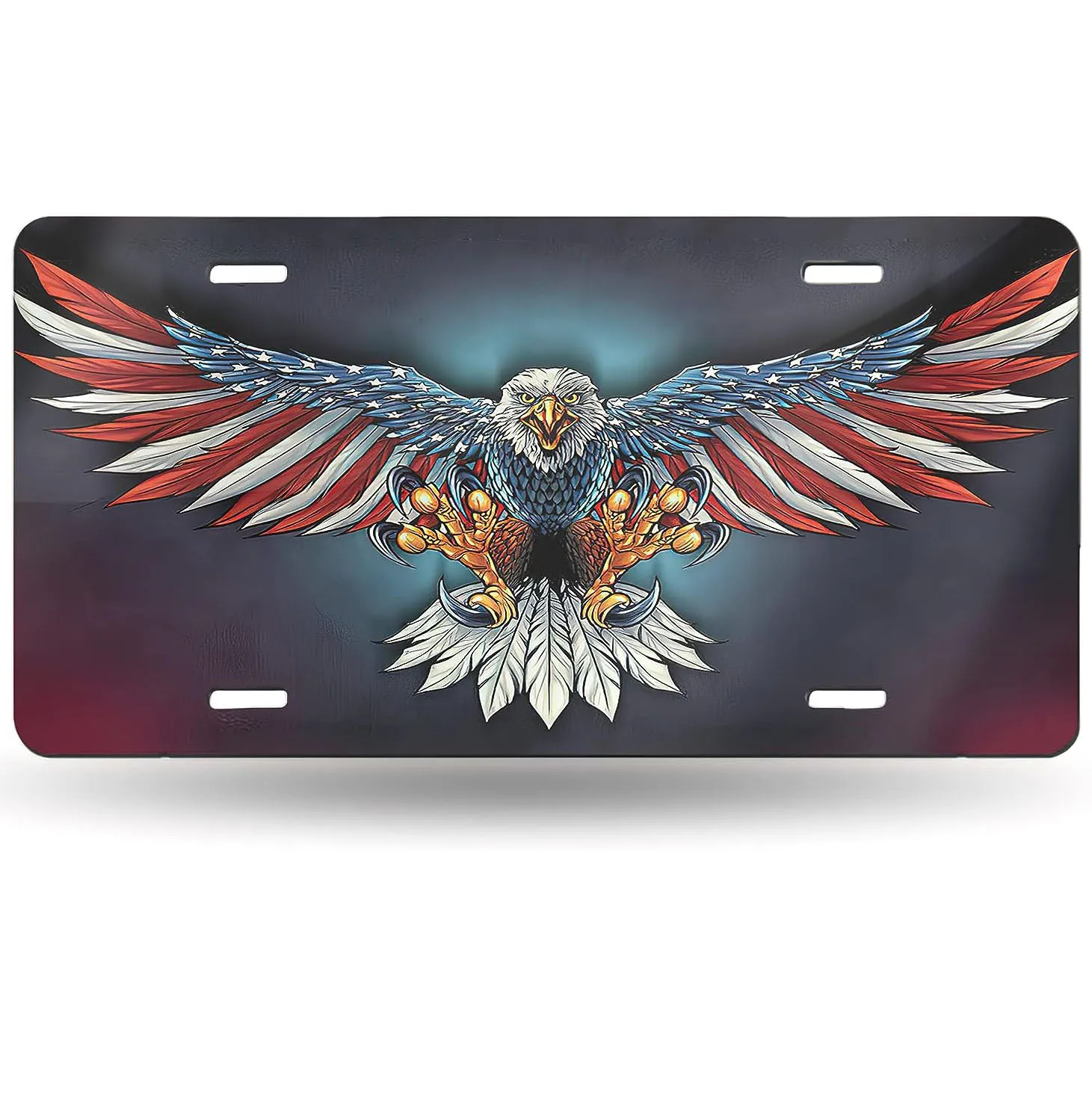 Snowmolle-American-Flag-Eagle-Flying-License-Plate-Decorative-Car-Front ...