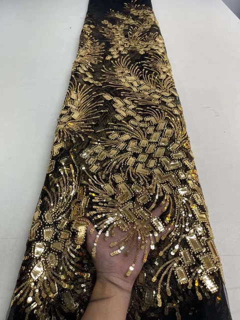 Black And Gold Lace Fabric