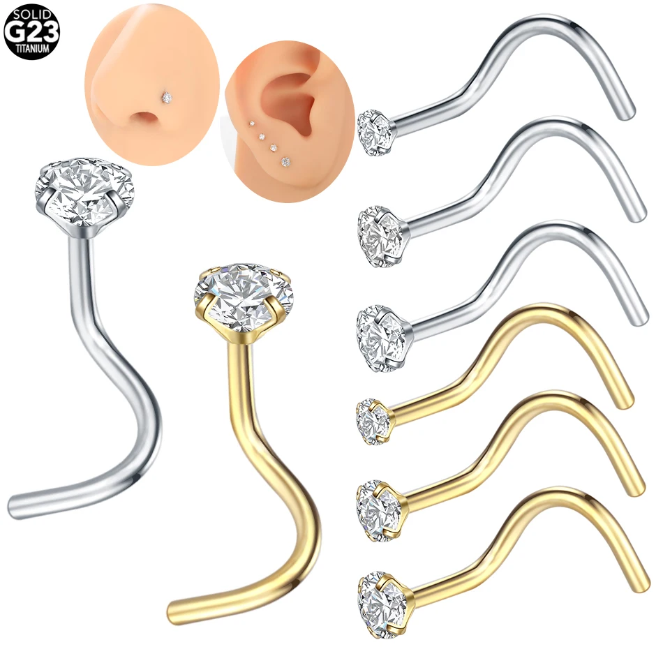 10Pcs-lot-G23-Titanium-CZ-Crystal-Nose-Septum-Piercing-Nose-Studs-20G ...