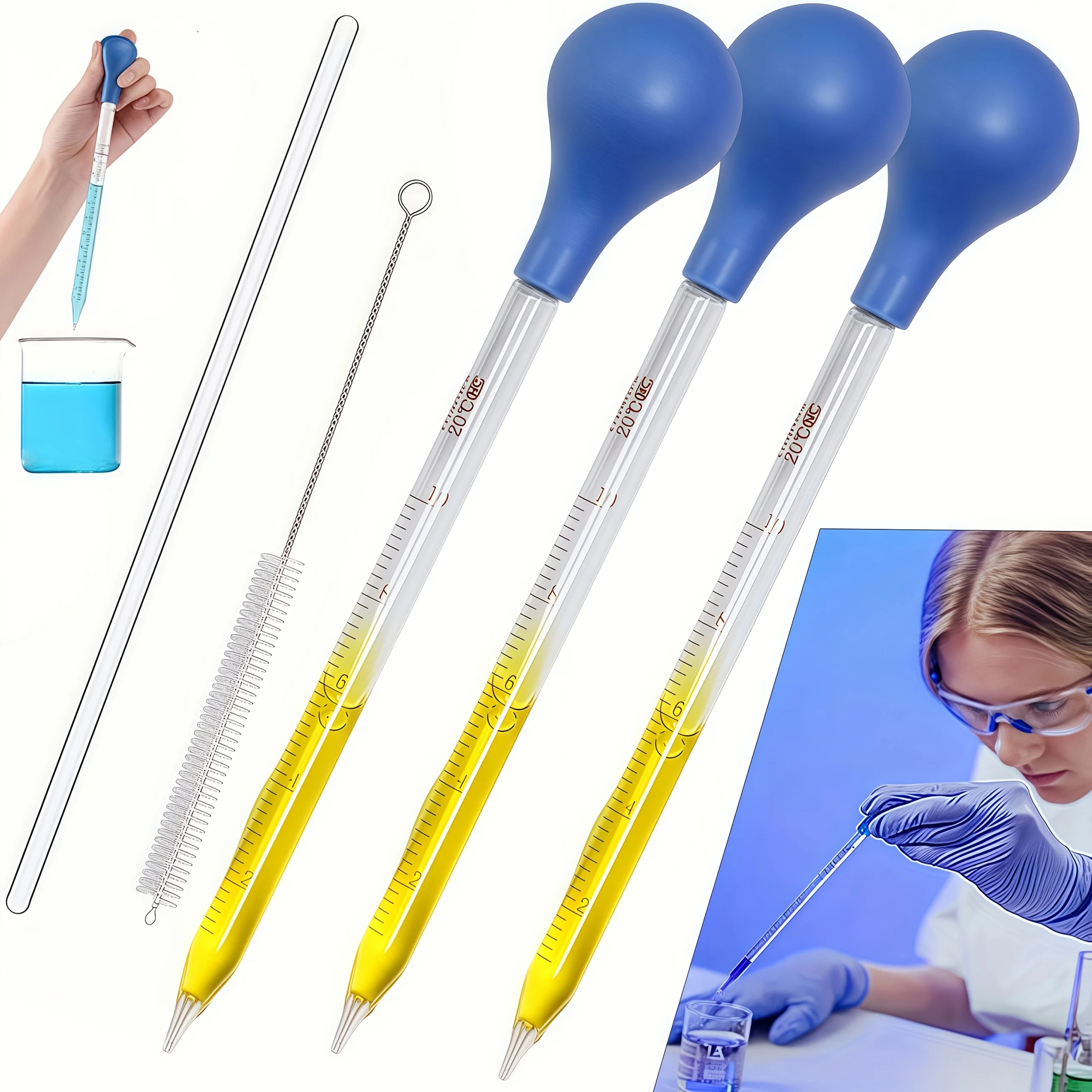 3PCS/5PCS Glas Pipette Dropper, 10ml Flüssigkeit Dropper mit Rührstab ...