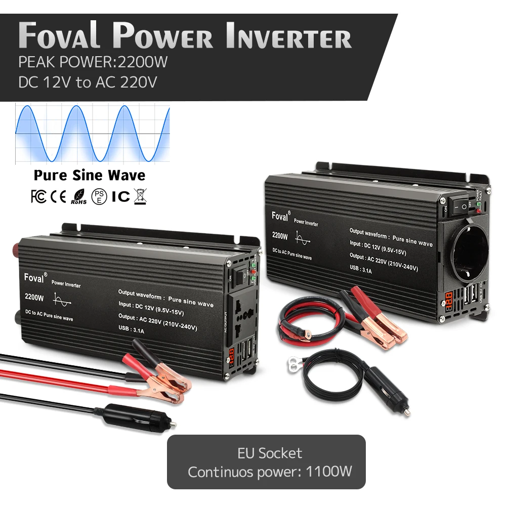 Foval-3000W-Pure-Sine-Wave-Inverter-DC12V-AC220V-230V-Car-Inverter ...