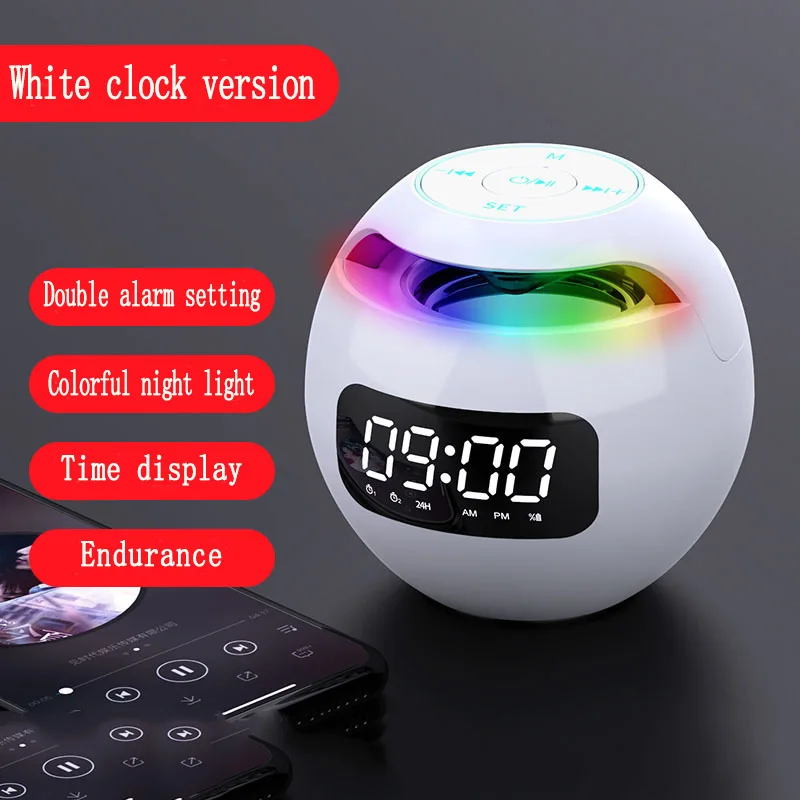 Digital-LED-Alarm-Clock-Round-Bedside-Night-Light-TF-Radio-Bluetooth ...