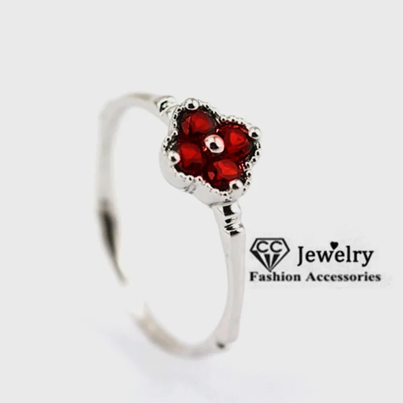 CC-Vintage-Rings-For-Women-Red-Created-Garnet-Bamboo-Clover-Engagement ...