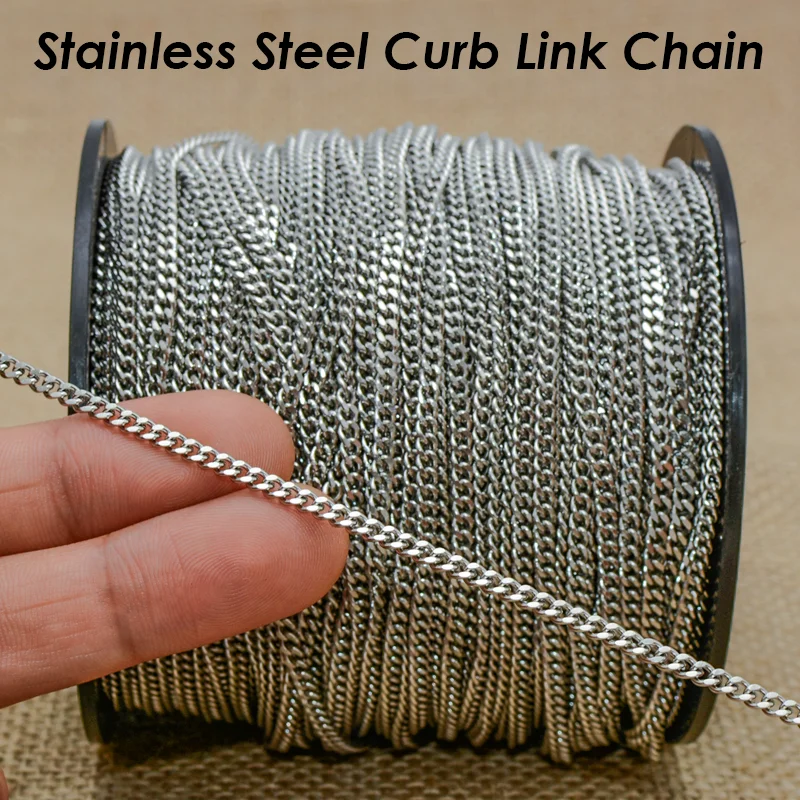 10 Meters - Stainless Steel Chain Bulk Curb Chain Gold Color Black Curb ...