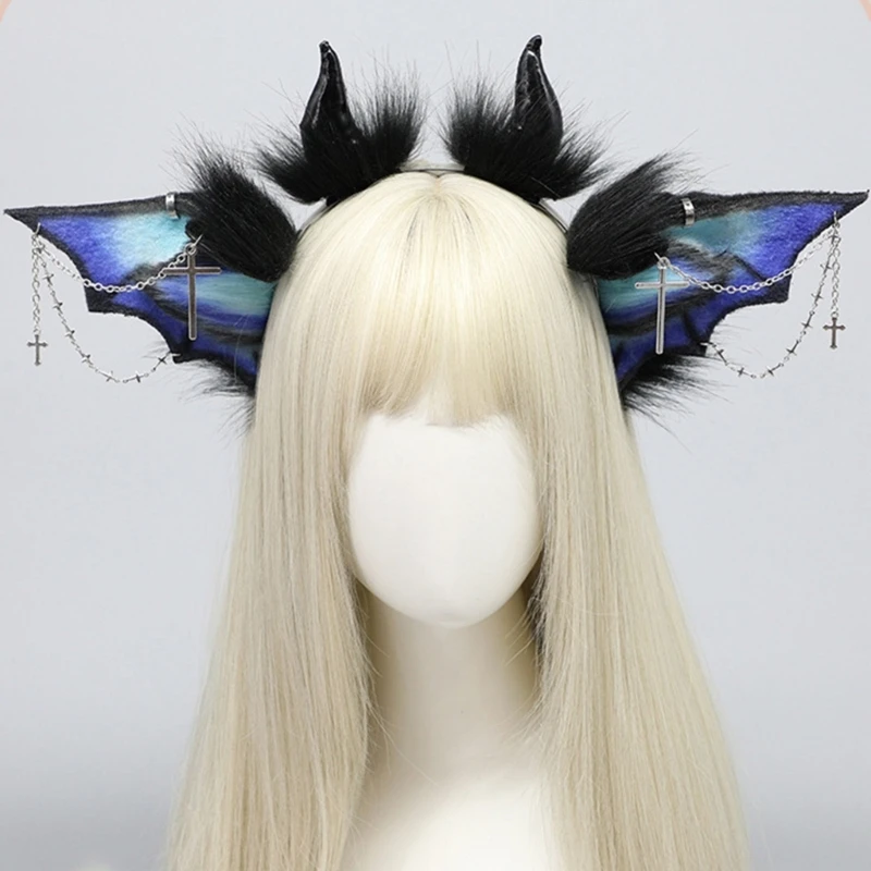 Punk Beast Ear Headband Halloween Maid Hairhoop Role Playing Props Bat ...