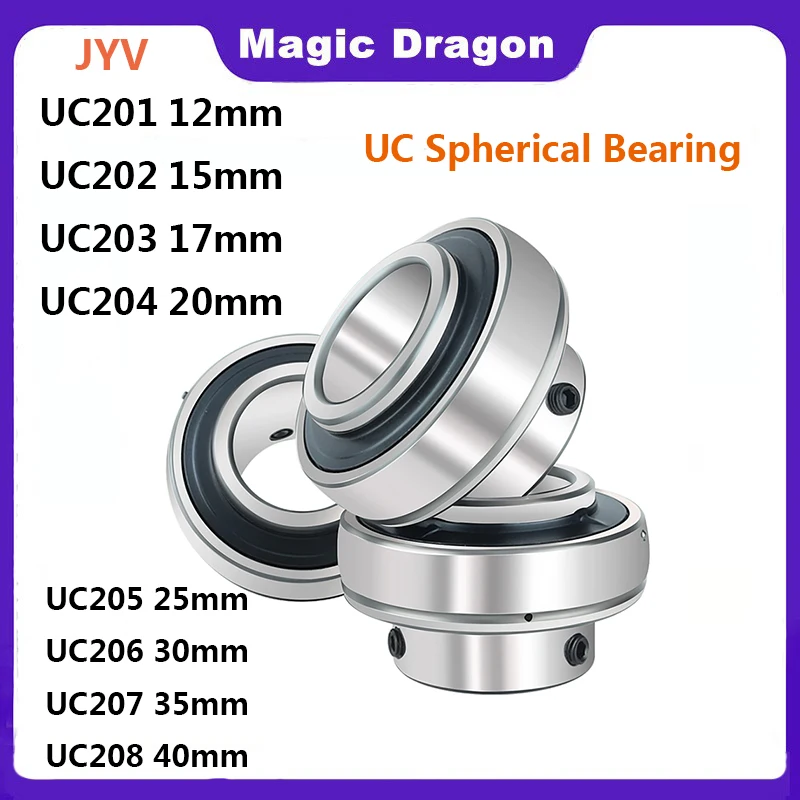 2PCS-Imported-high-quality-JYV-outer-spherical-bearings-UC201-12mm ...