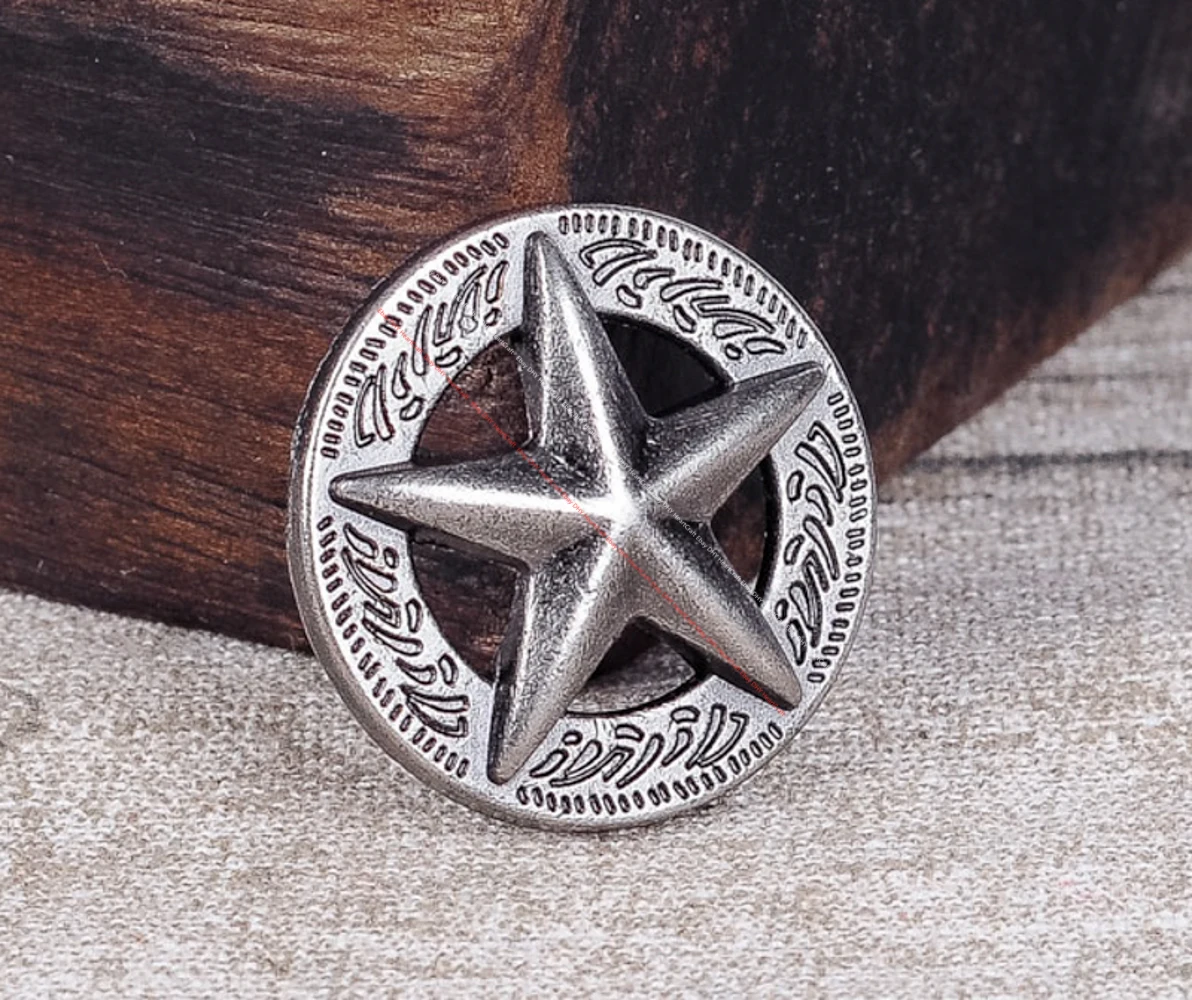 Cowboy Conchos 10 Pack Antique Silver Cowboy Star Conchos - 2.8cm Rivet ...