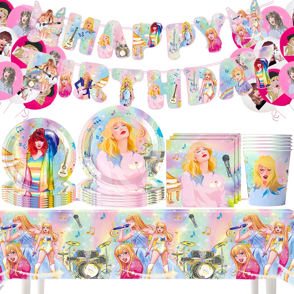 Taylor-Swift-Party-Paper-Cup-Plate-Balloons-Banner-Tablecloth-Topper ...