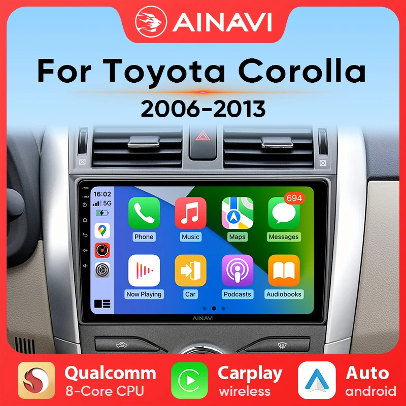 Ainavi Multimedia Player For Toyota Corolla E140/150 2006-2013 Carplay ...