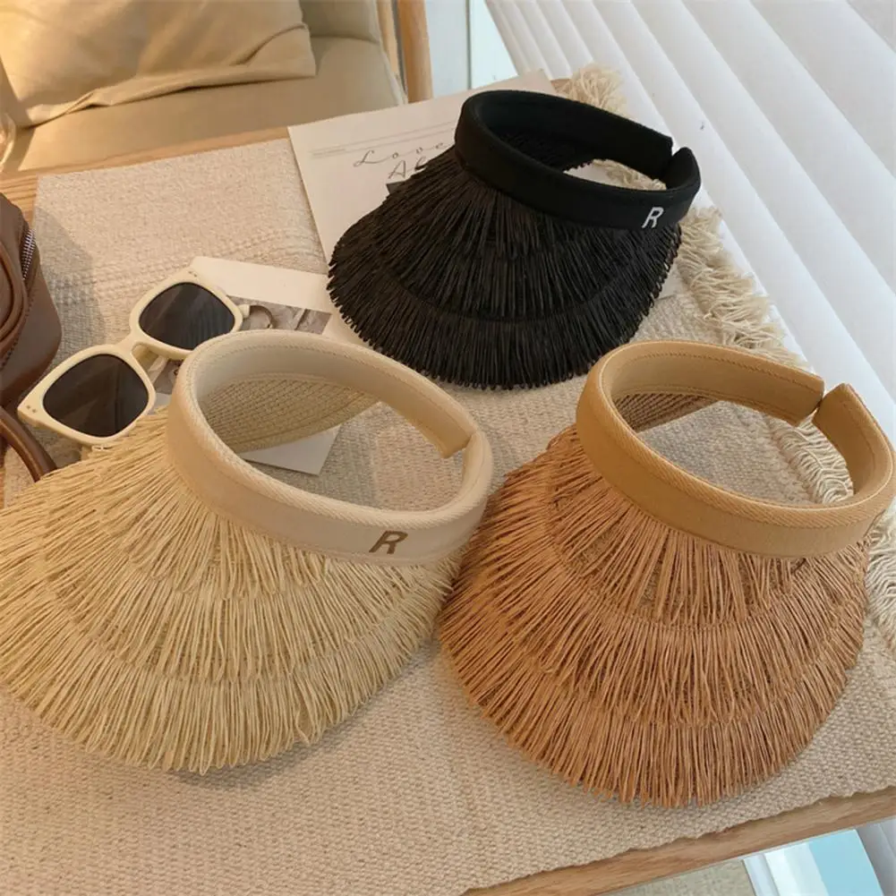 Summer-Empty-Tops-Sun-Hat-For-Women-Girls-Wide-Brim-Beach-Straw-Hat ...