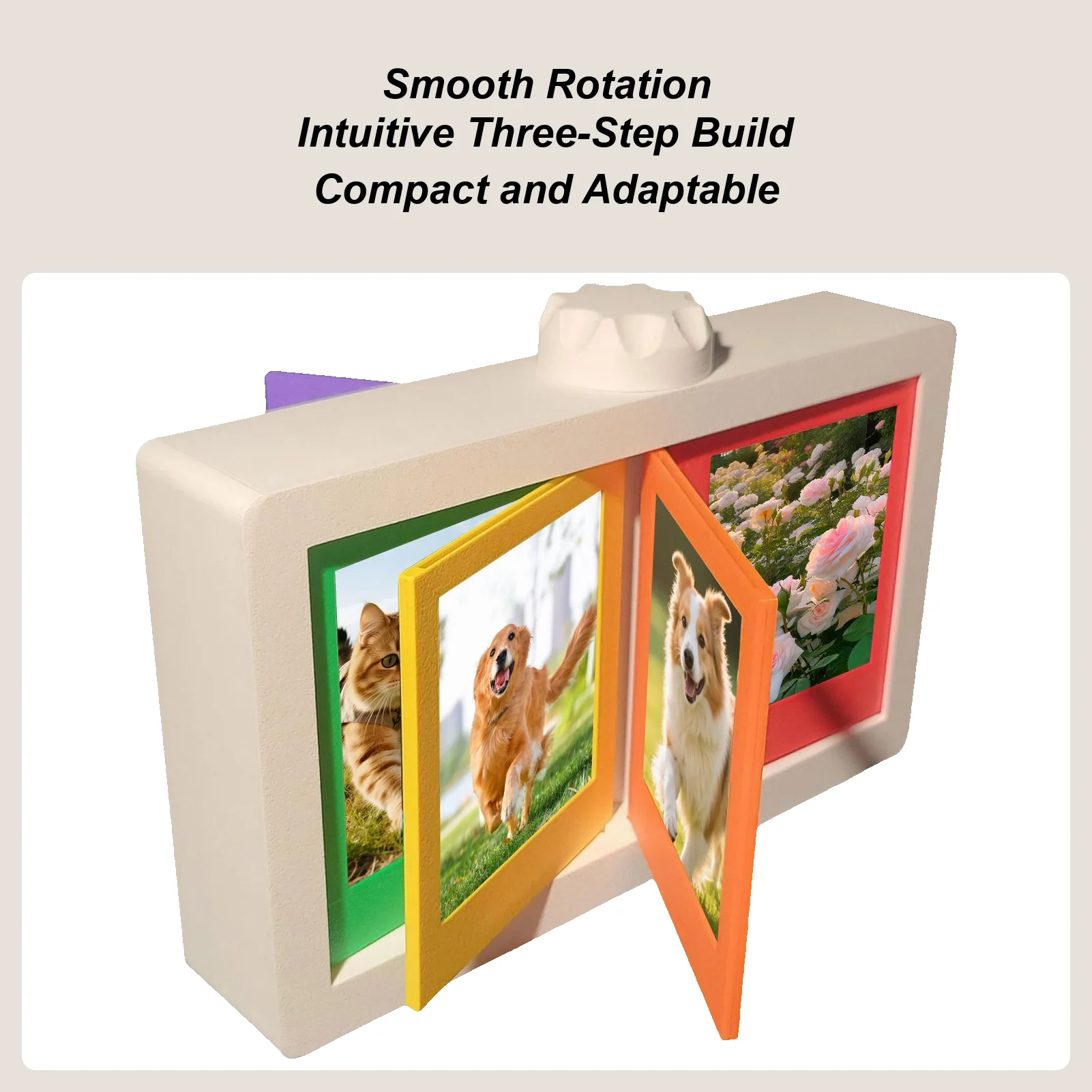 Rotating Picture Frame 12-Slot Colorful Rotating Vertical Stand Fits 3 ...