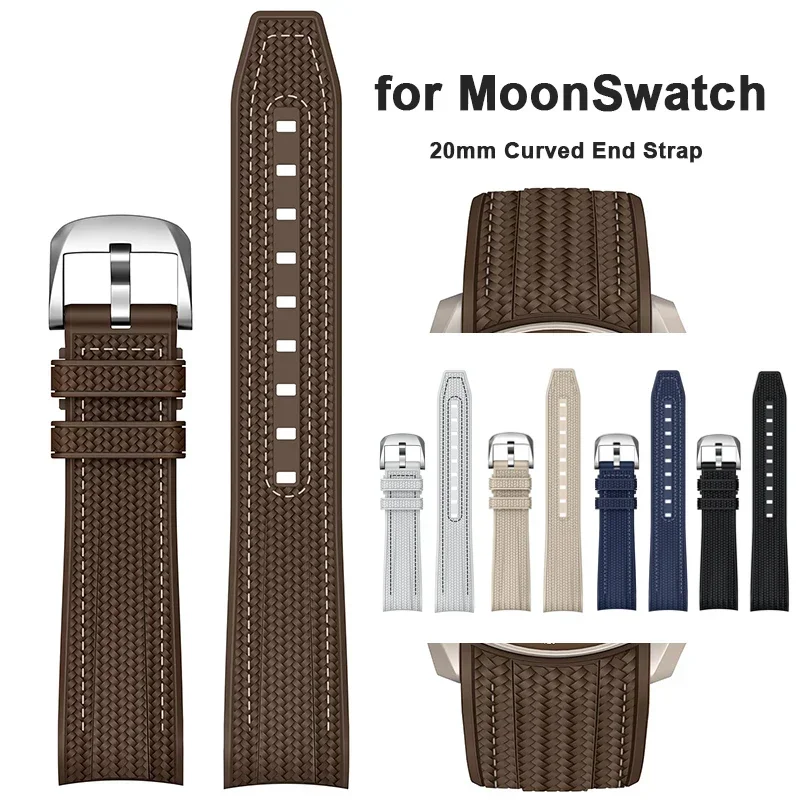 20mm Strap for Swatch X Omega joint MoonSwatch Silicone Rubber Curved ...