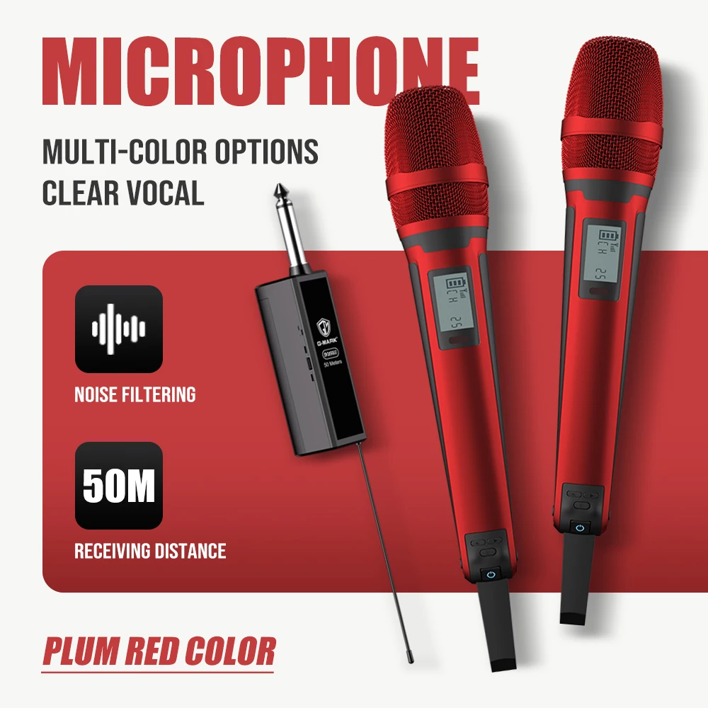 Karaoke Microphone G-MARK SKM9000 2 Channels Wireless UHF Frequency For ...