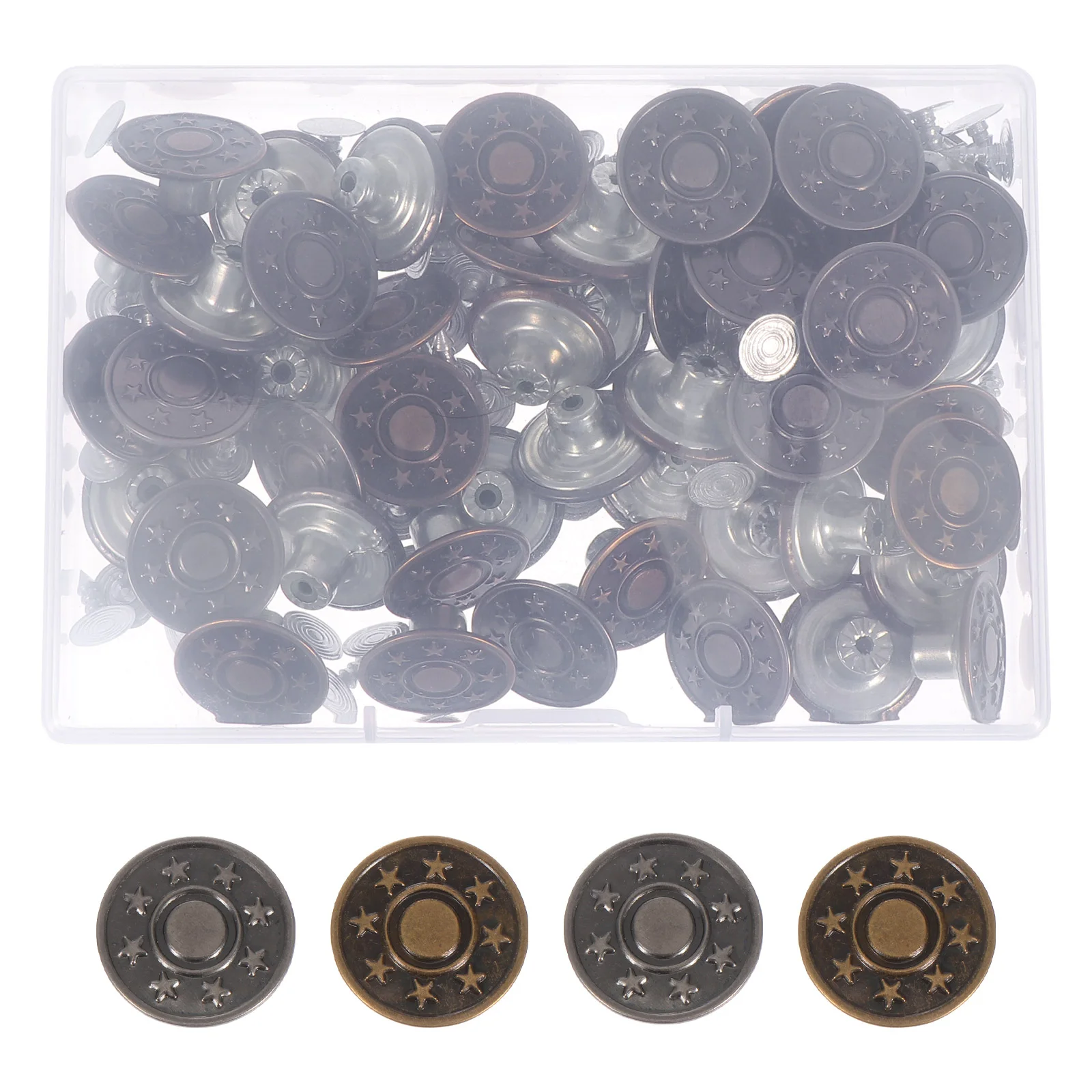 50 Sets DIY Iron Buttons Creative Iron Jeans Buttons Strap Buttons with ...