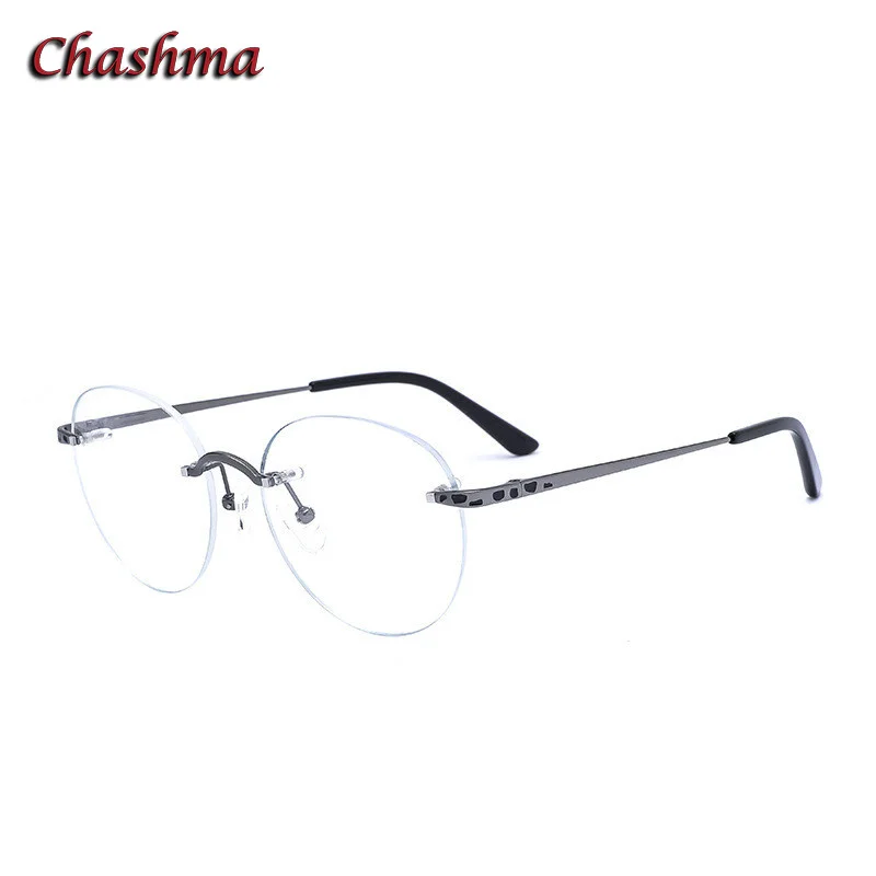 Chashma-Men-Rimless-Glasse-Pure-Titanium-Light-Optical-Eyewear-Round ...