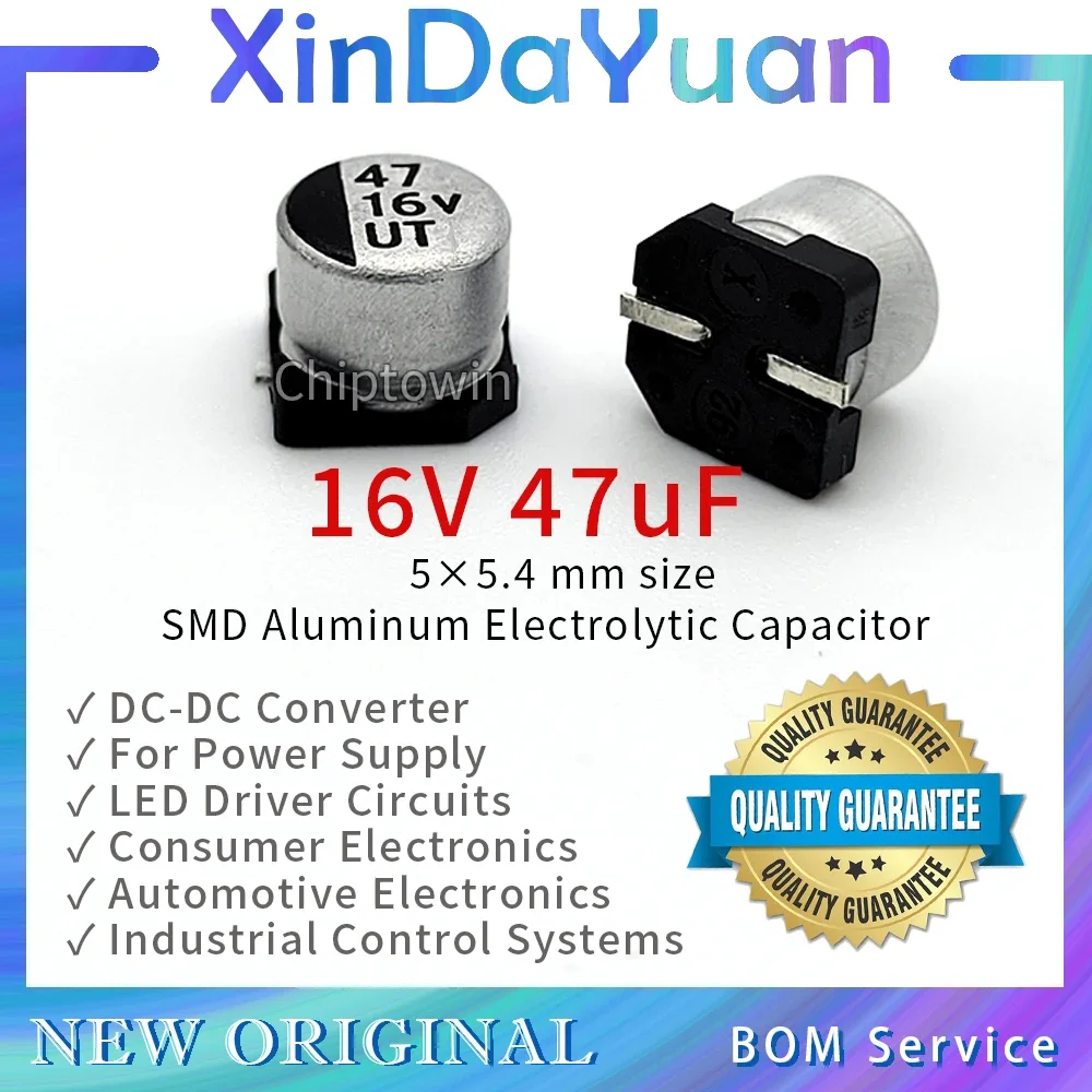 50pcs 16V 47uF 5×5.4mm SMD Aluminum Electrolytic Capacitor Low ESR ...