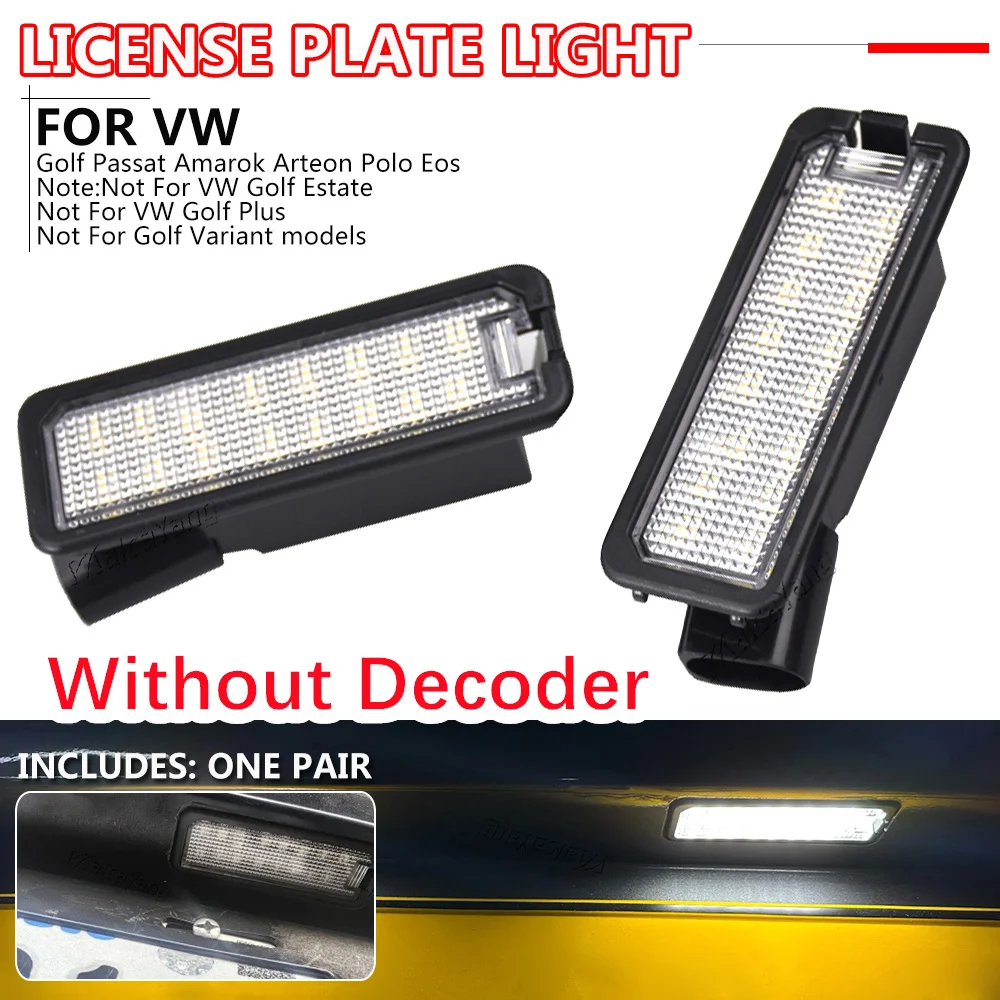2Pcs Car Rear LED License Number Plate Lights 12V Car Lamp For VW GOLF ...