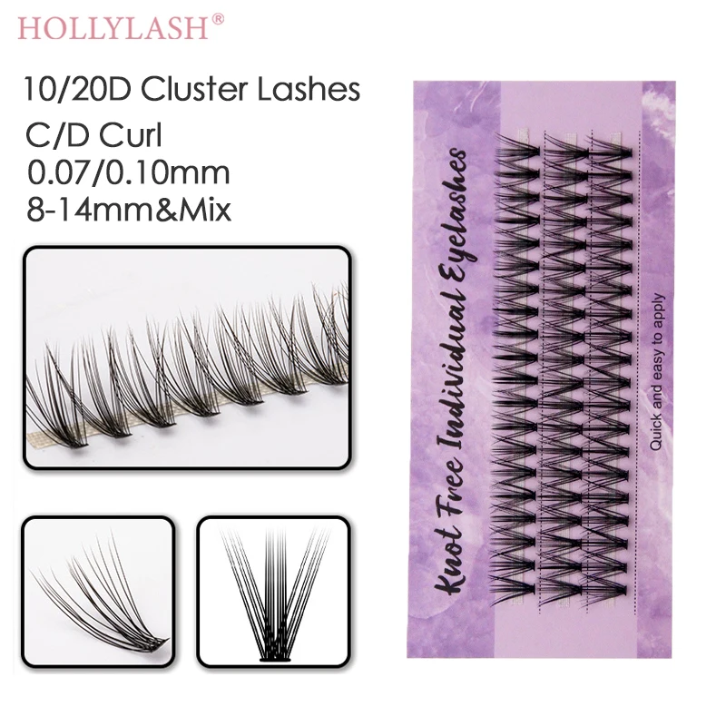 HOLLYLASH DIY 10D/20D Cluster Eyelashes Extension 0.07/0.10mm ...