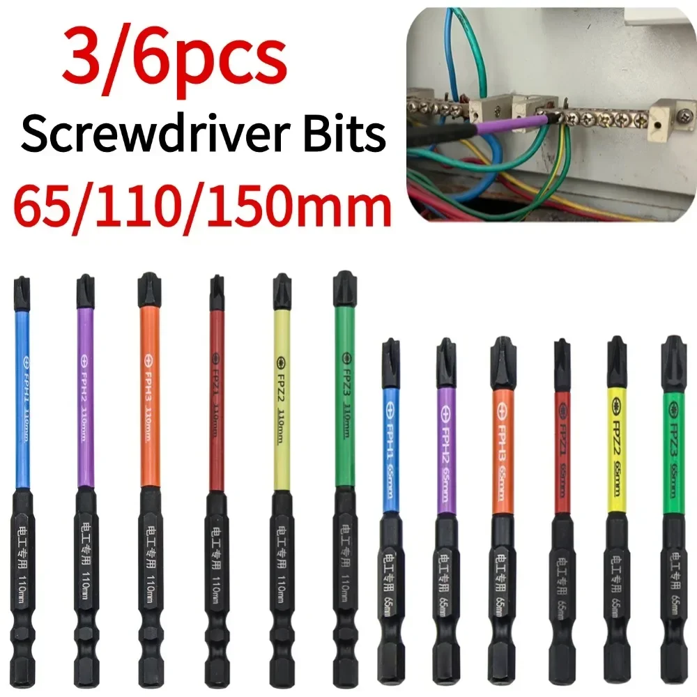 3-6pcs-65-110-150mm-Magnetic-Special-Slotted-Cross-Screwdriver-Bits ...