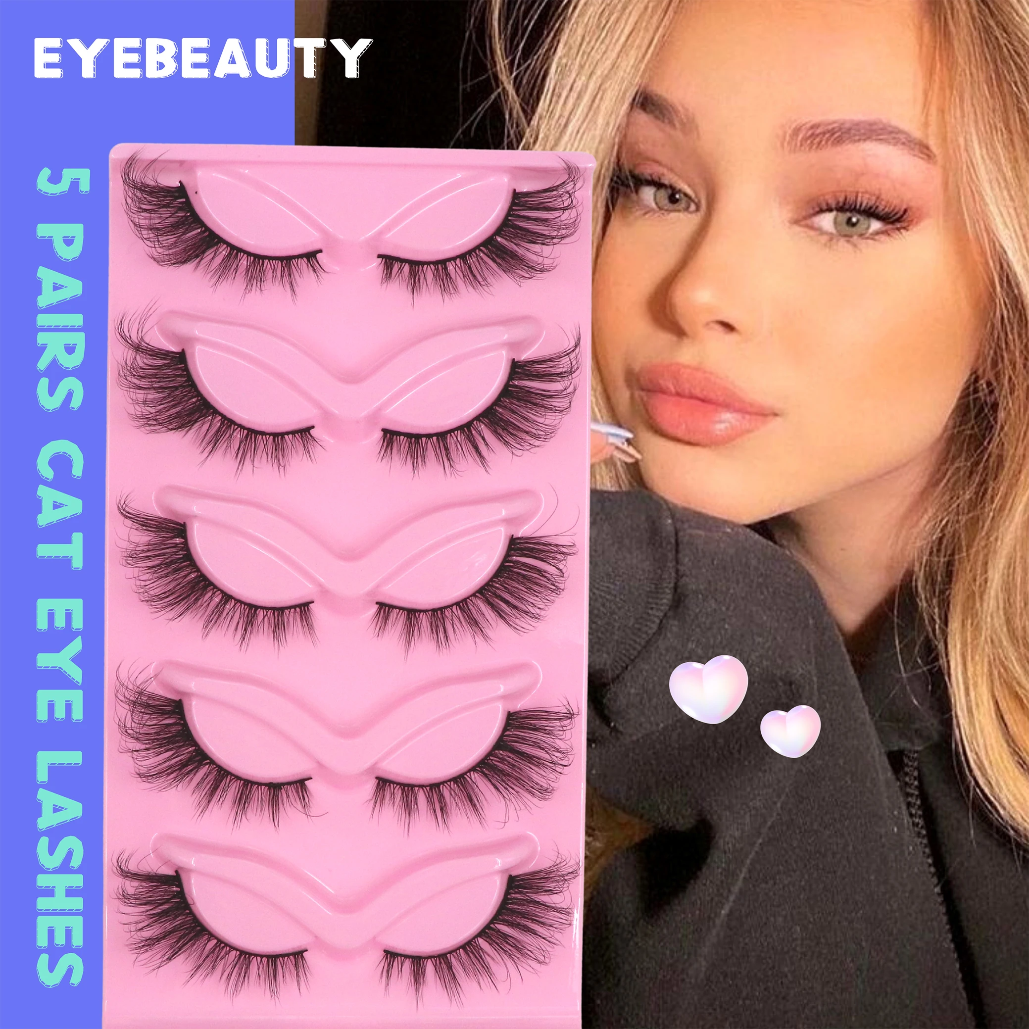 Cat Eye Lashes Winged End Eye Elongated Eyelashes Faux Mink Eyelashes ...