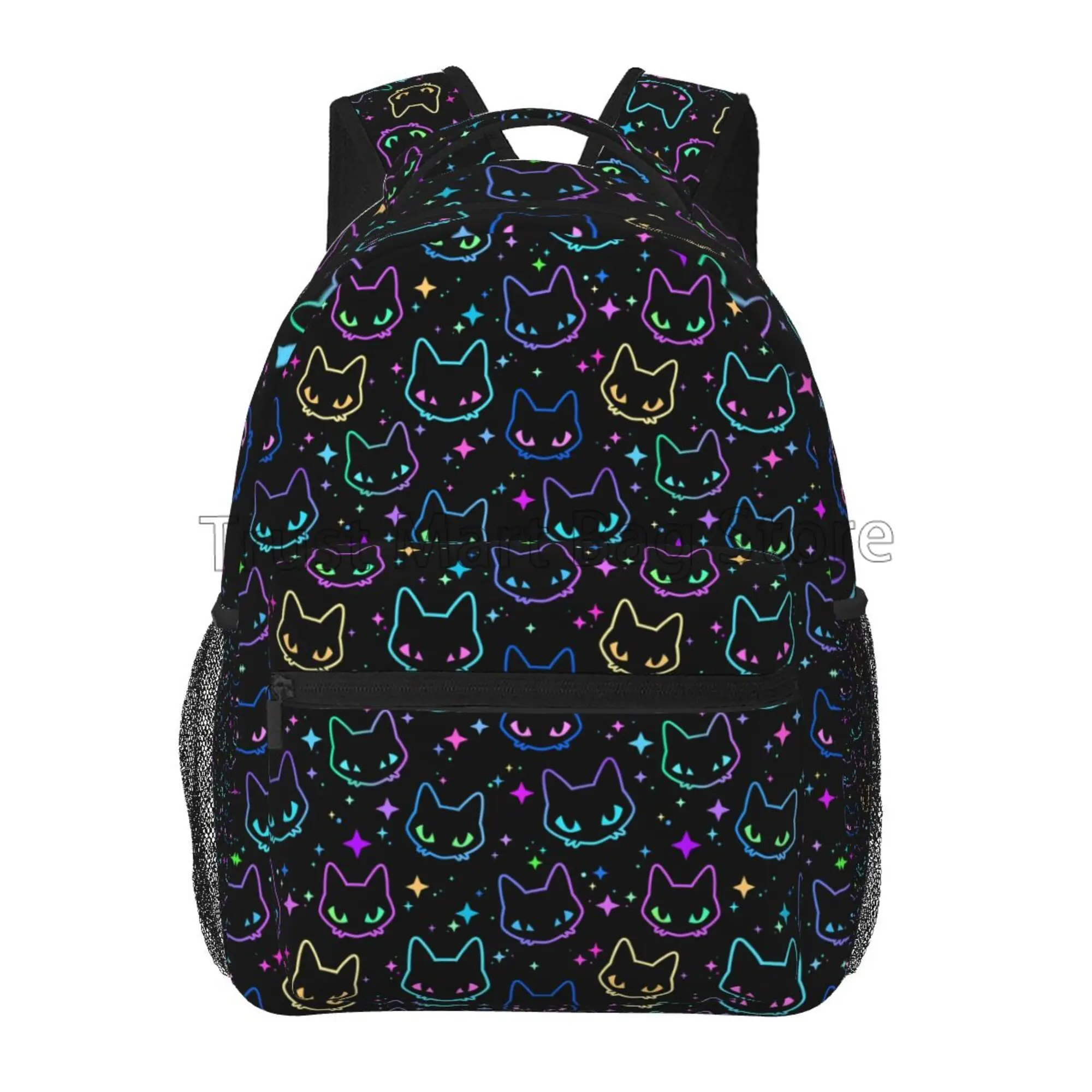 Colorful-Cat-Heads-with-Bright-Star-Backpack-for-Girls-Boys-Student ...