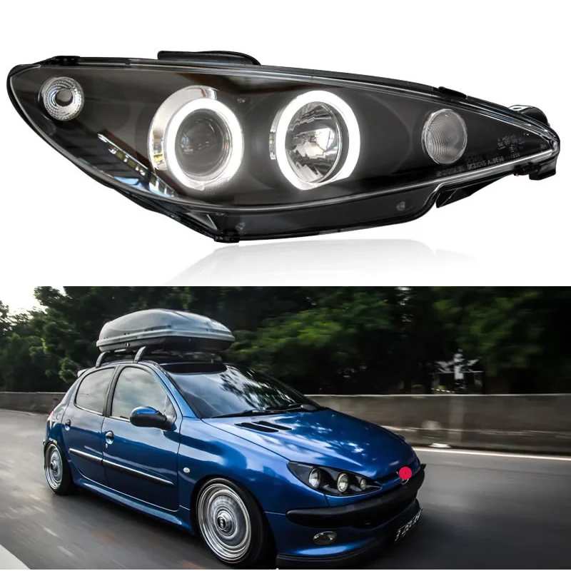 Black-LED-headlight-assembly-For-Peugeot-206-T11-2006-07-08-09-20-11-12 ...