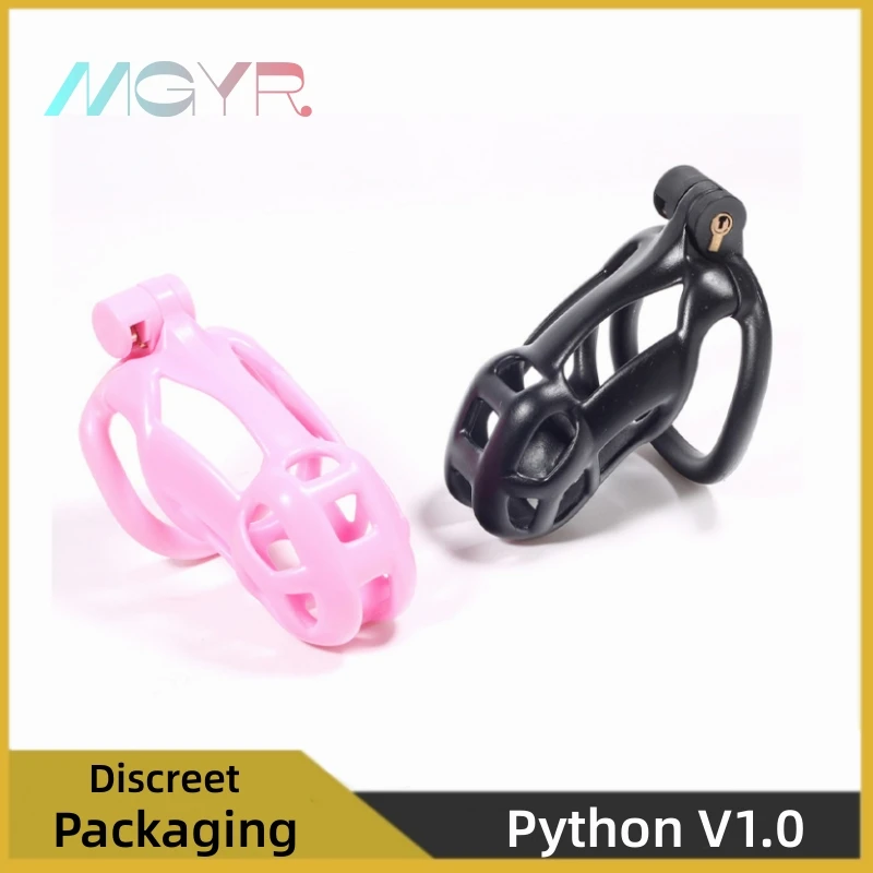 Hot Python V1.0 Chastity Cage With 4 Penis Rings Lightweight Pink/Black Cock Cage Cobra Chastity ...