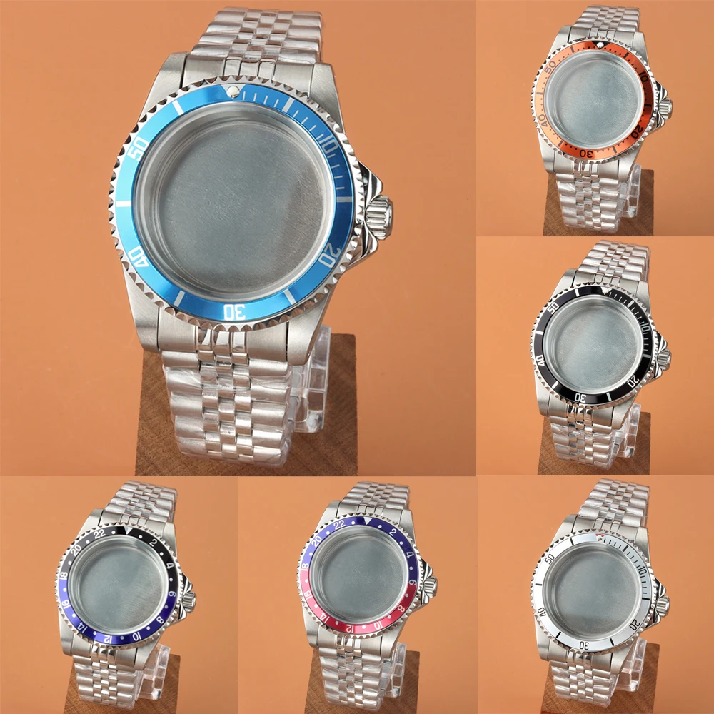 Ice blue Bezel 39.5mm NH35 Vintage Watch Case Sapphire Glass Fit SUB ...