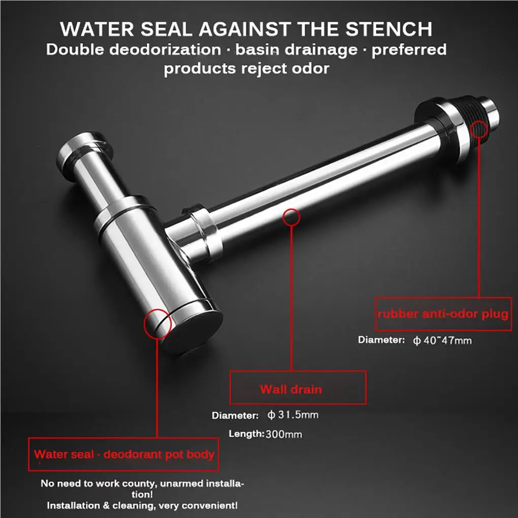 Chrome-Push-Pop-Up-Waste-Pipe-Filtro-de-sif-o-Conex-o-de-parede-ajust ...