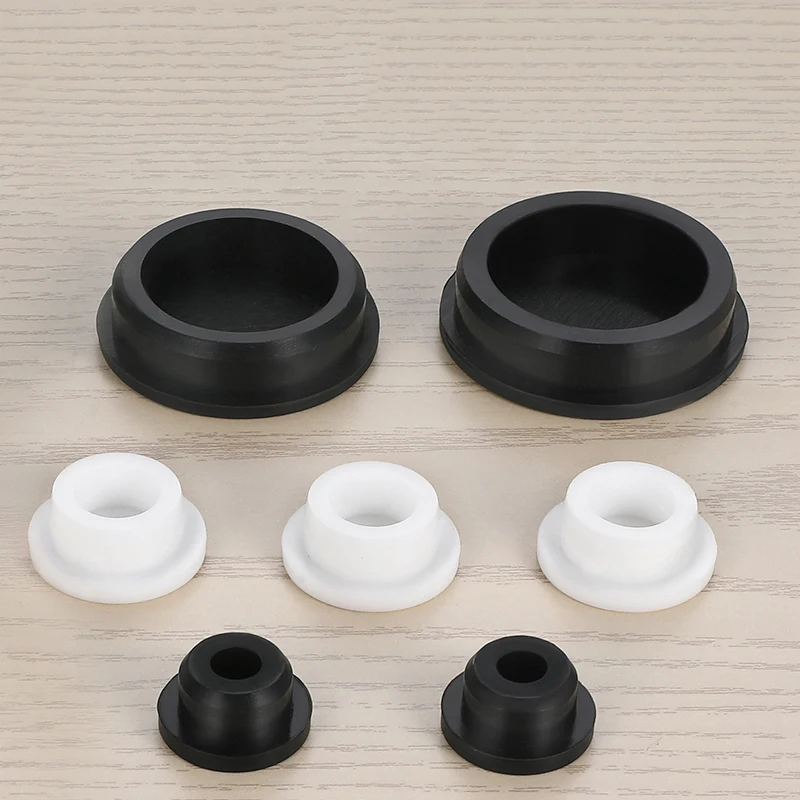White-Black-Silicone-Plug-Circular-Rubber-Plug-Elastic-Sealing-Plug ...