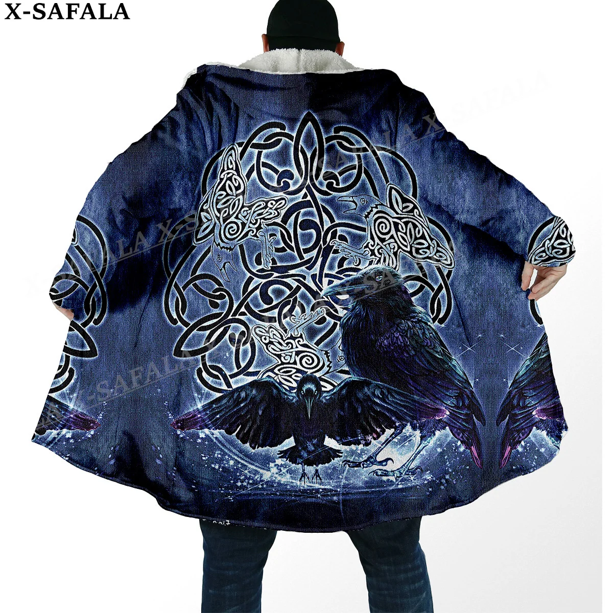 Viking-Vegvisir-Butterfly-Raven-Print-Thick-Warm-Hooded-Cloak-Men ...