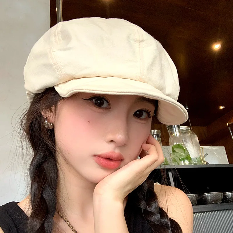 Japanese Berets for Women Harajuku Retro Cotton Hemp Octagonal Cap ...