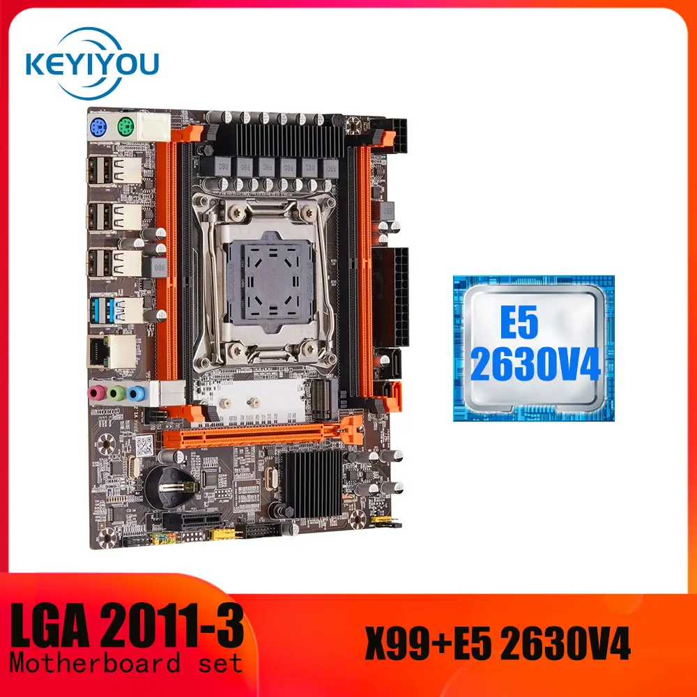 Placa mae x99 ddr4 Kit Com Xeon E5 2630V4 Processador CPU SR2R7 2.2GHz ...