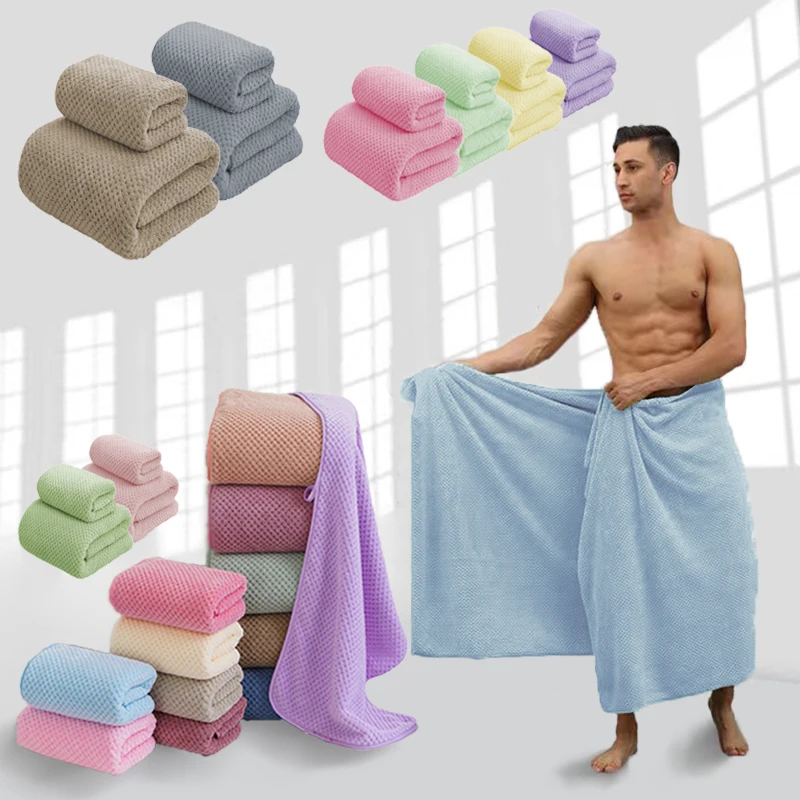 Bath-Towel-Towel-2-Set-Coral-Fleece-Pineapple-Grid-Super-Absorbent ...