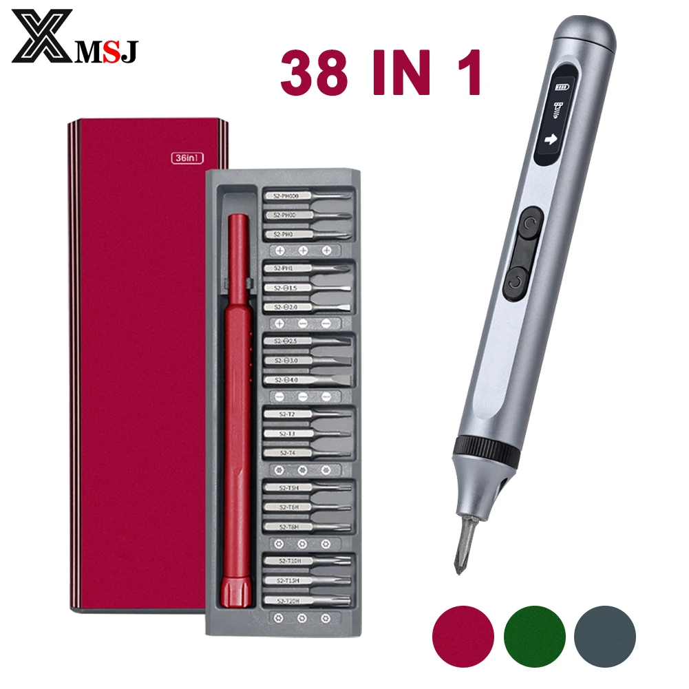 Electric-Screwdriver-and-Manual-Screwdriver-Set-38-in-1-Alloy-LED-Light ...
